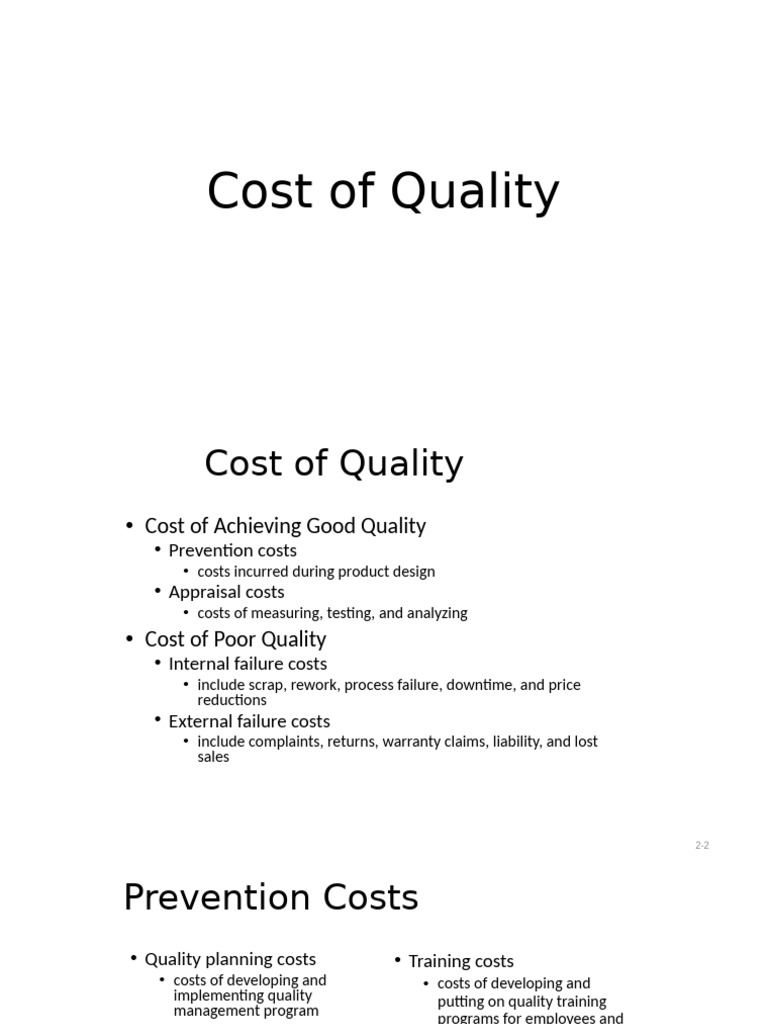 Cost of Quality | PDF