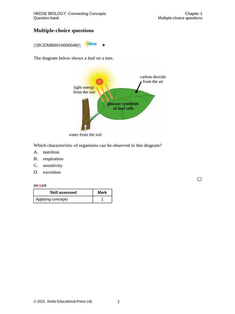 2021 BIO Ch01 MC e | PDF