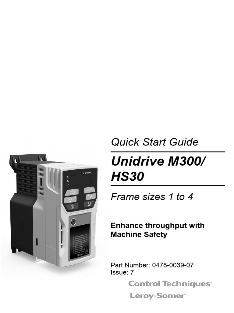 Unidrive M300 HS30 Quick Start Guide Control Techniques | PDF