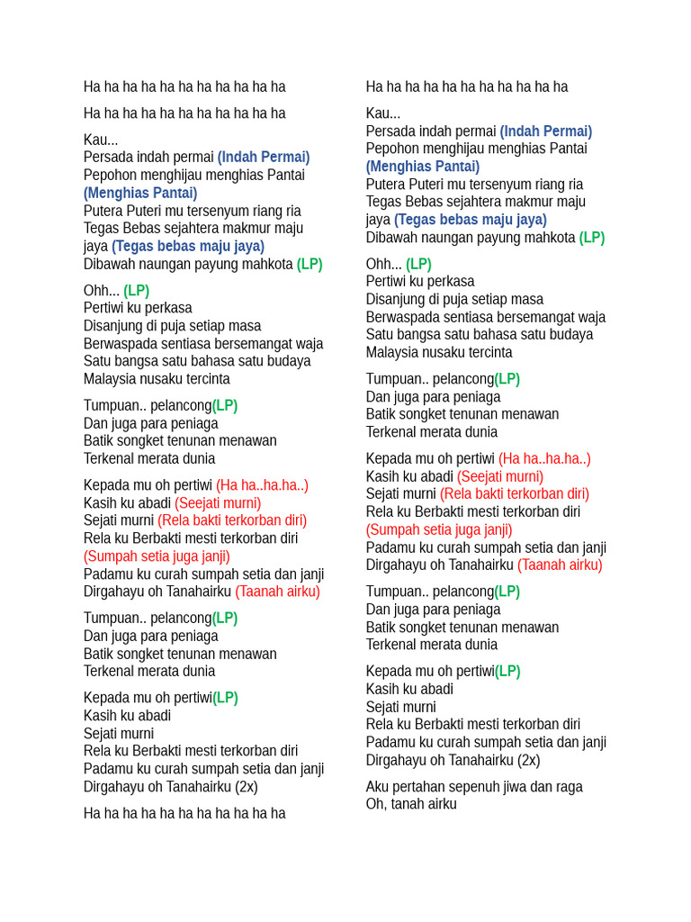 Lirik Koir Merdeka | PDF