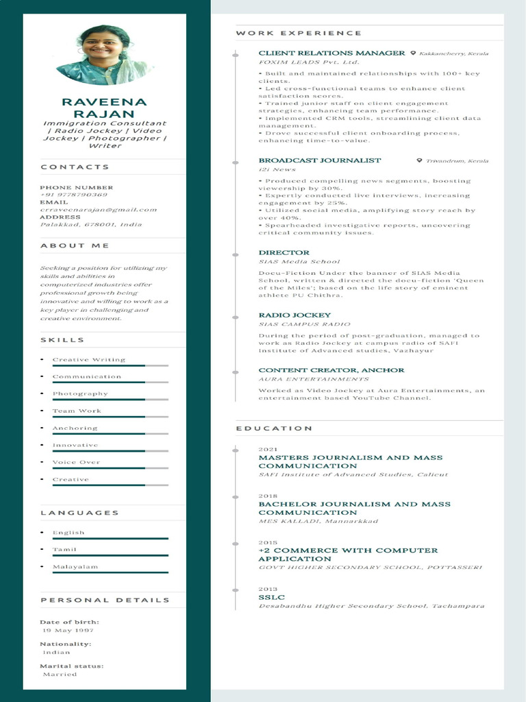 Raveena Rajan - CV | PDF