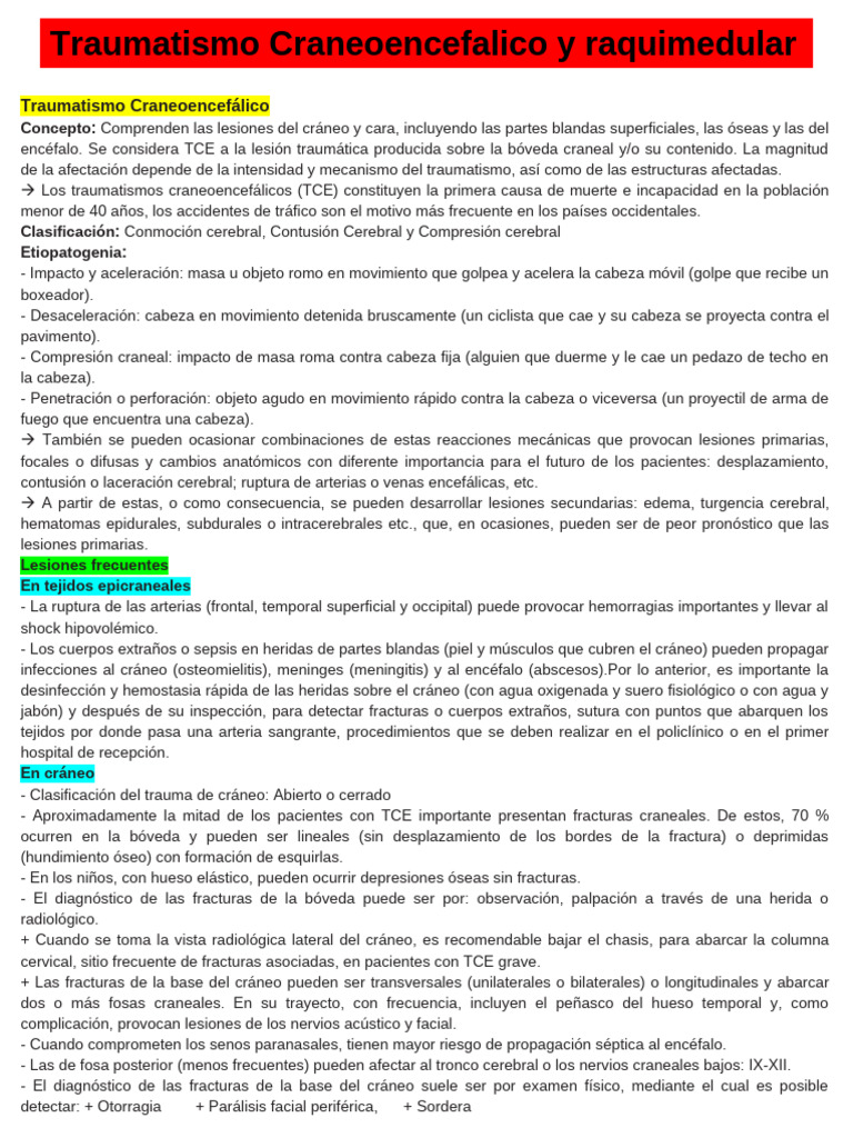 Traumatismo Craneoencefálico: Causas y Clasificación | PDF | Lesión ...