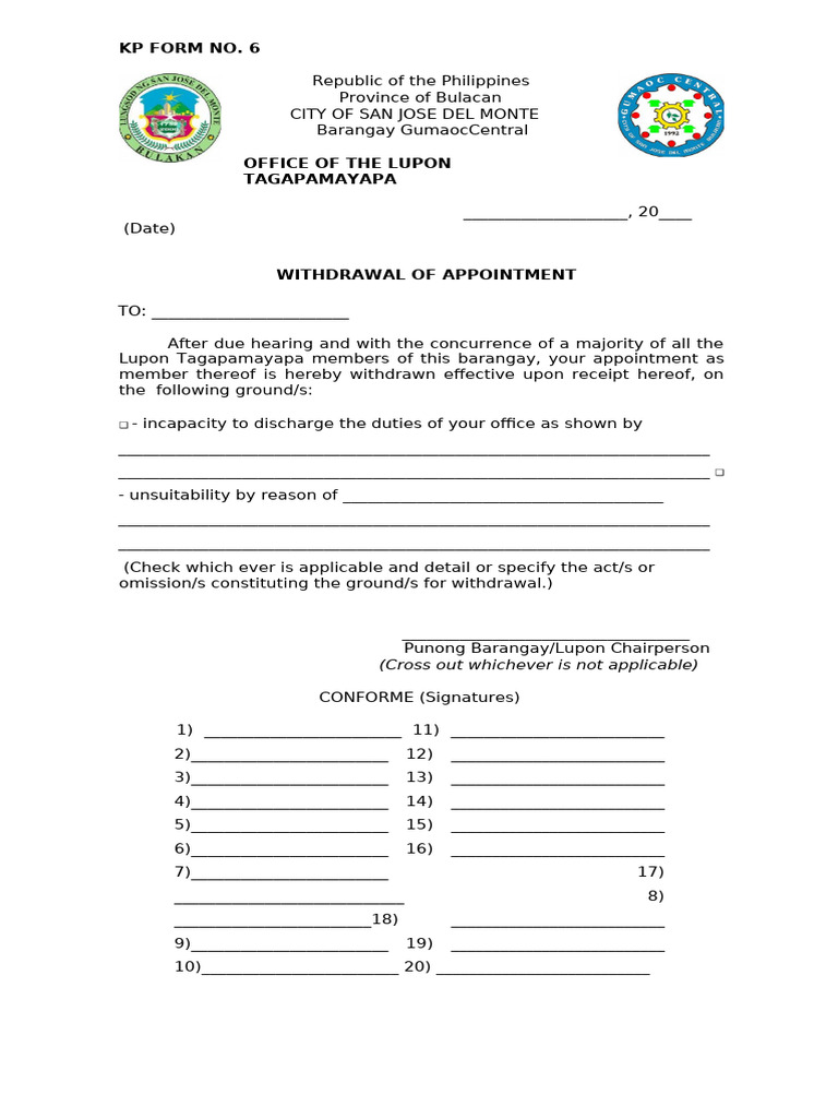 KP Form 6 | PDF