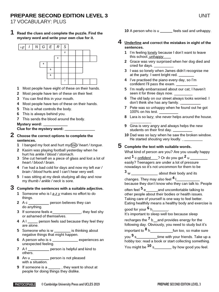 PREPARE 3 Vocabulary Plus Unit 17 | PDF