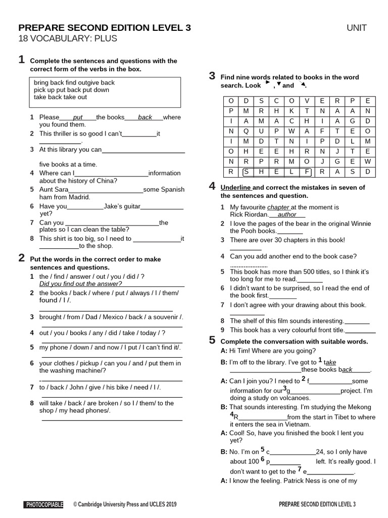 PREPARE 3 Vocabulary Plus Unit 18 | PDF