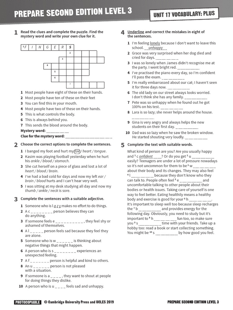 PREPARE 3 Vocabulary Plus Unit 17 | PDF