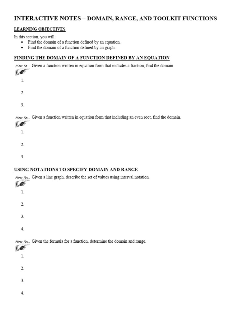 Module 02.2 Notes MAT 1053 Domain Range and Toolkit Functions | PDF