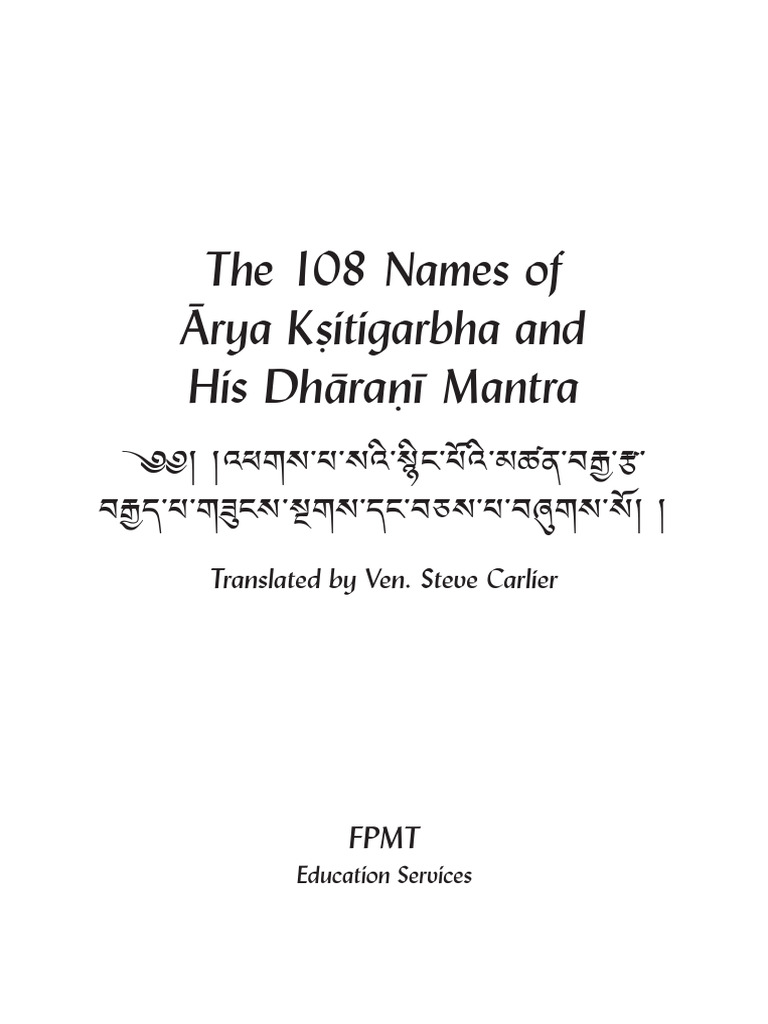 108 Names Ksitigarbha A5 | PDF