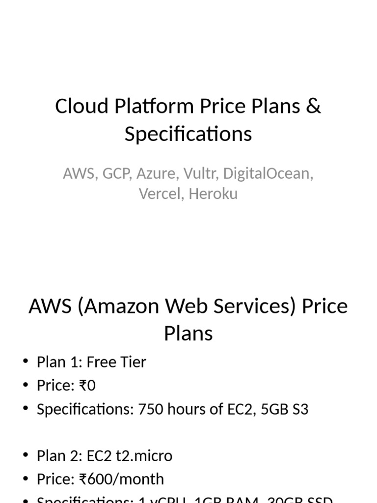 Cloud Platform Price Plans Comparison Updated | PDF