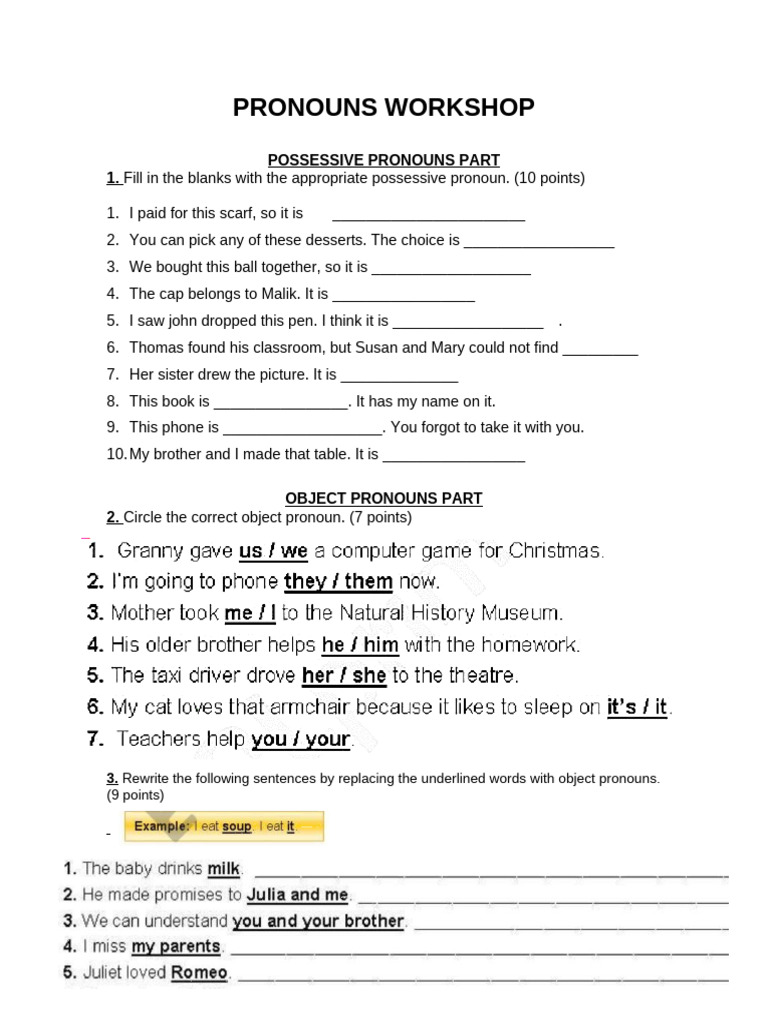 Pronouns Workshop | PDF