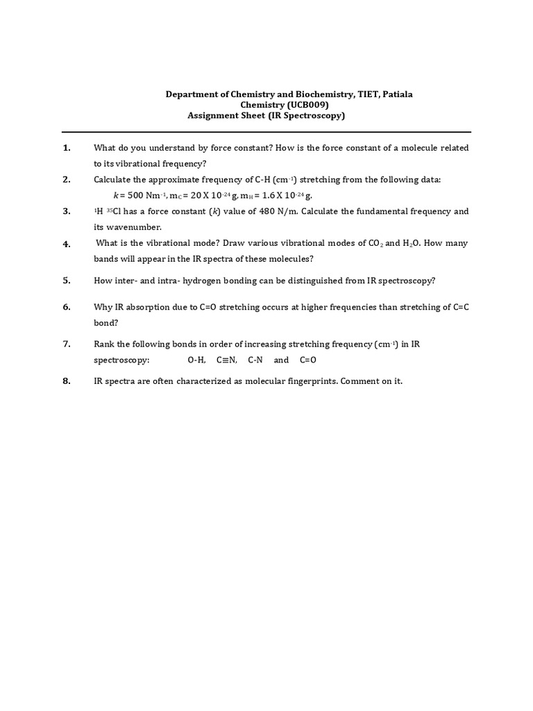 IR Spectroscopy_Assignment | PDF