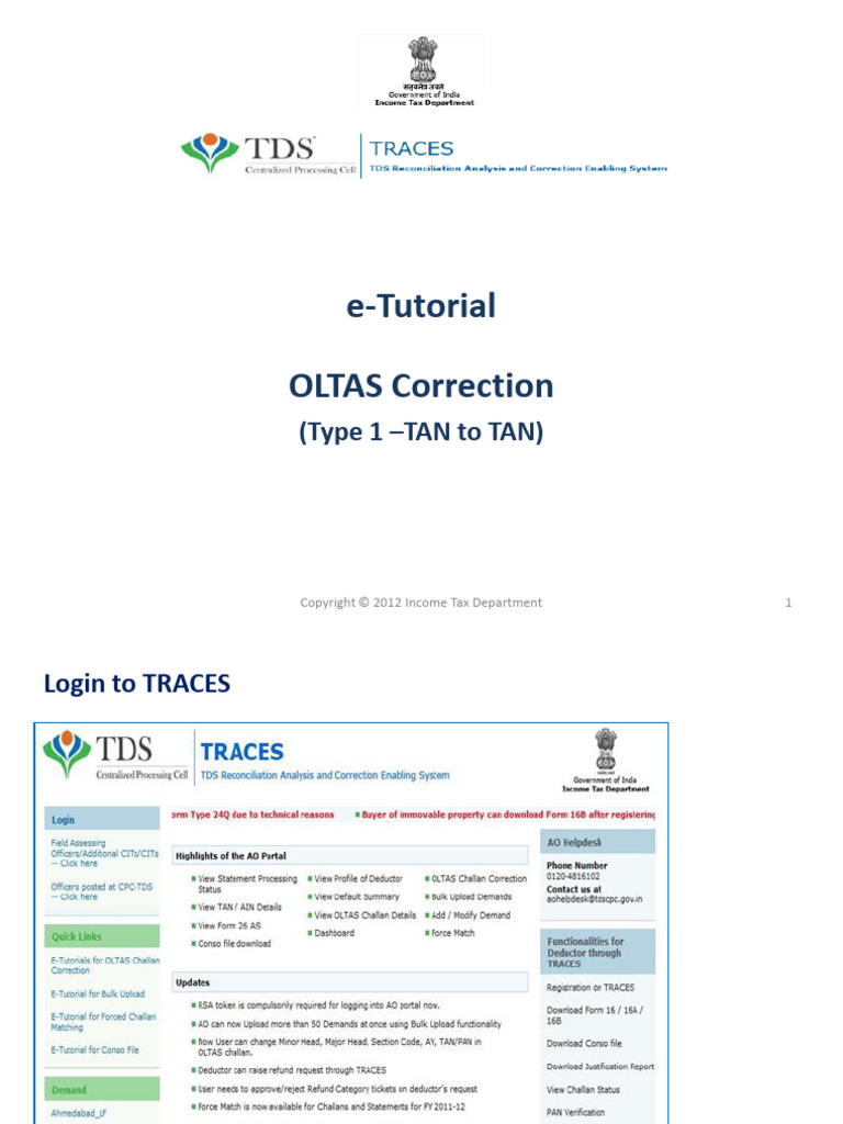 E-Tutorial - OLTAS Correction | PDF