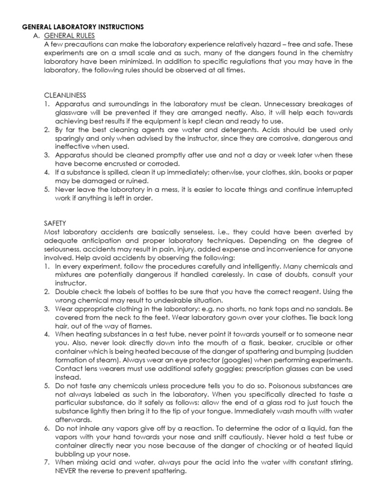 General Laboratory Instructions | PDF