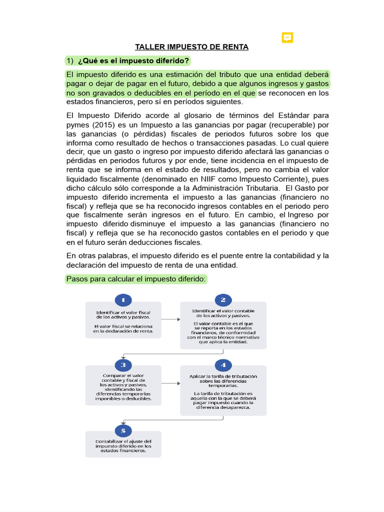 RENTA - IMPUESTO DIFERIDO - Docx - Documentos de Google | PDF