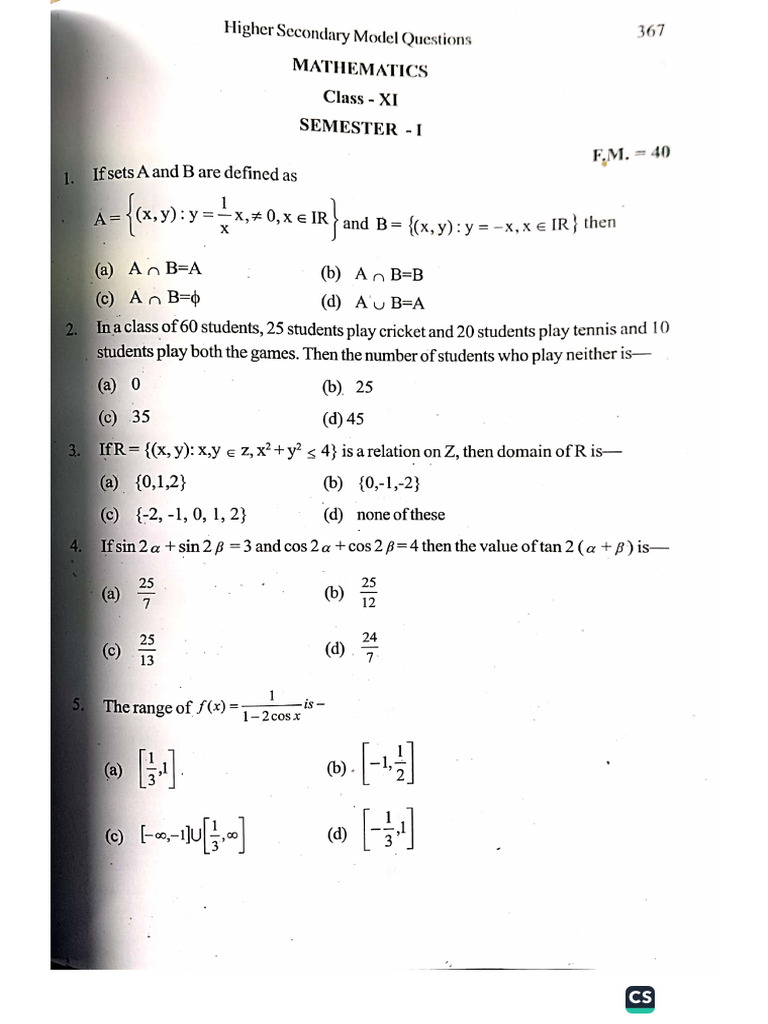 MATH SEM 1 | PDF