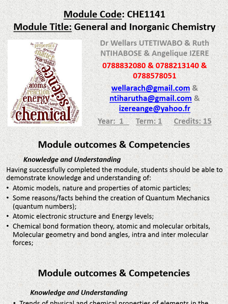 CHE1141 Atomic Structure-2022 | PDF