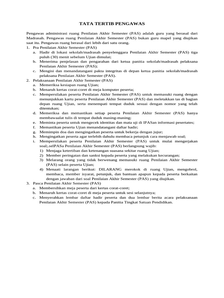 Tata Tertib Pengawas Pat | PDF