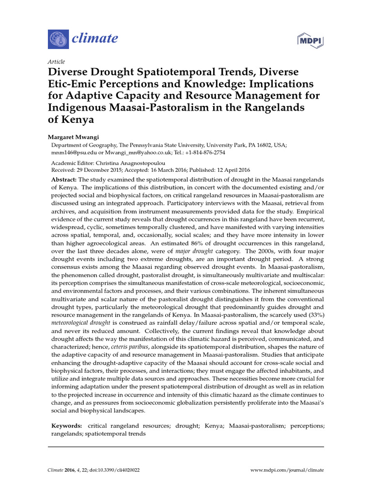 Implications For Adaptive Capacity and Resource Management For ...