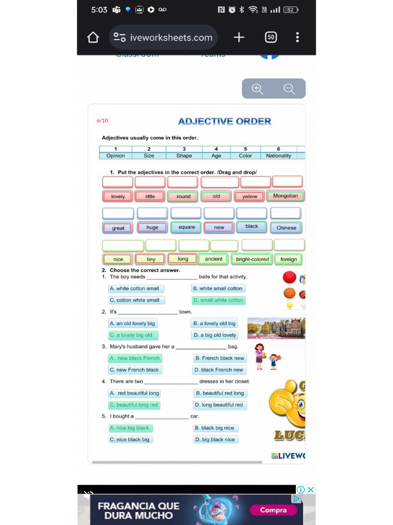Adjective Order | PDF