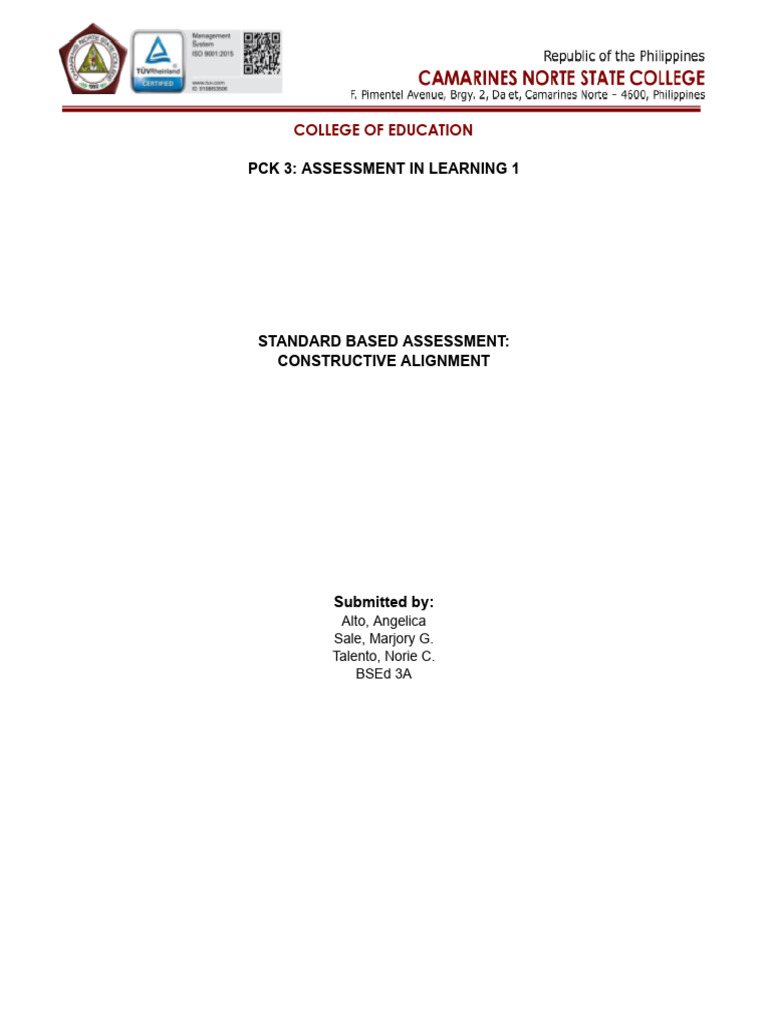 PCK-3-STANDARD-BASED-ASSESSMENT | PDF