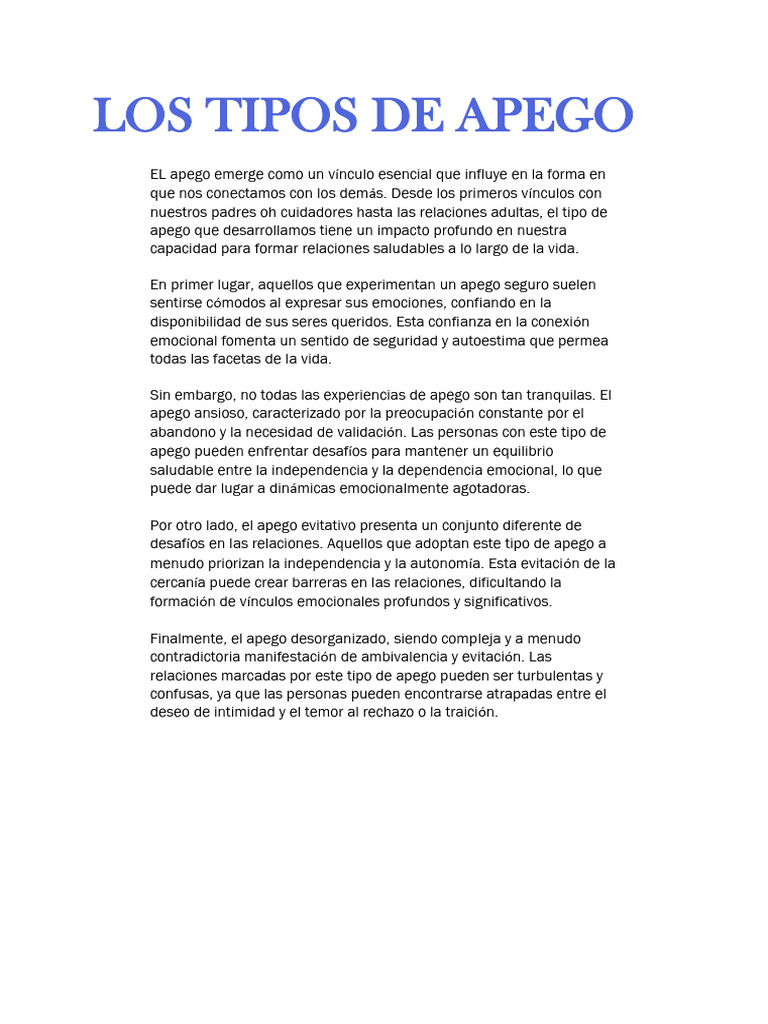 Tipos de Apego | PDF