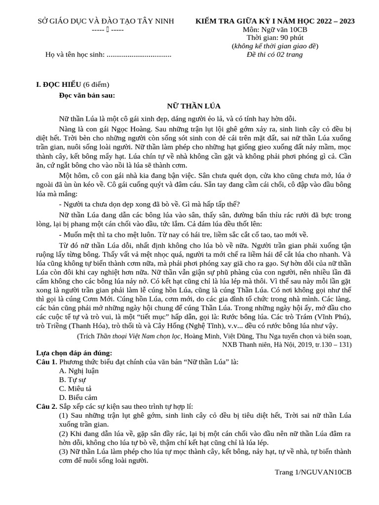 đề 10 - Nữ thần Lúa | PDF