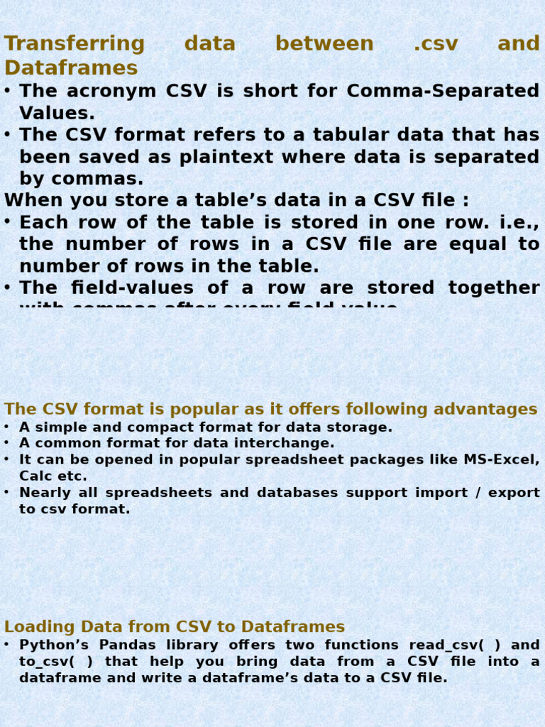 Importing and Exporting Data Between CSV Files | PDF
