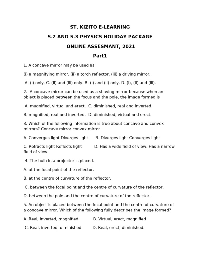 Physics Holiday Package, 2021 | PDF