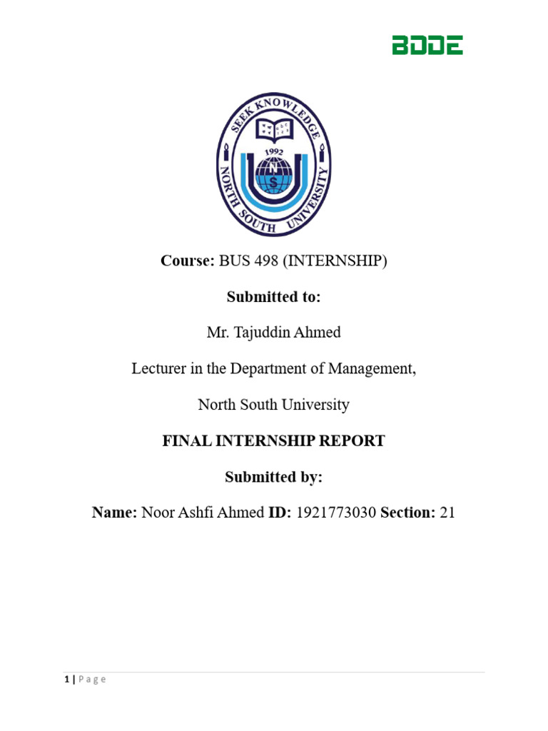 FInal Internship Report PDF | PDF