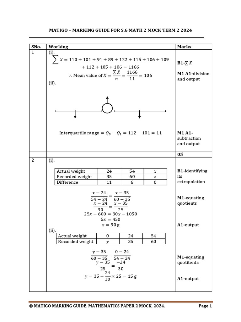 Uace Math 2 Mock Matigo Guide 2024xx | PDF