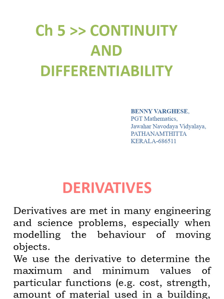 5 Continuity and Differentiality 1 Derivatives - 01 | PDF