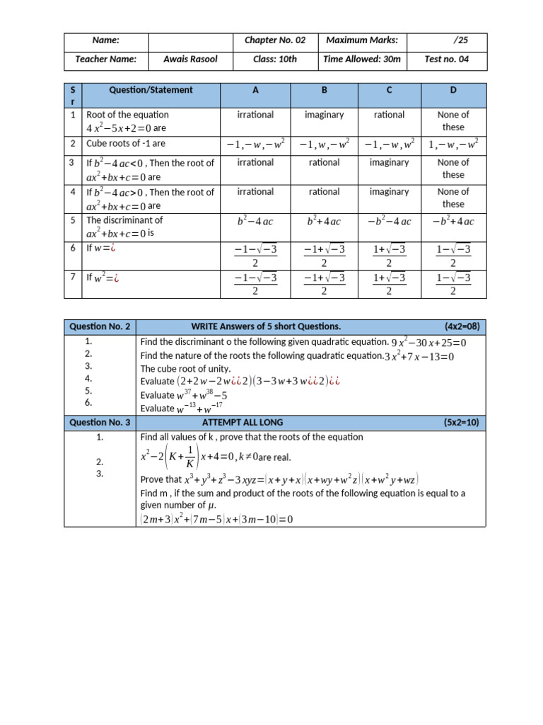 Chapter 2 Test | PDF