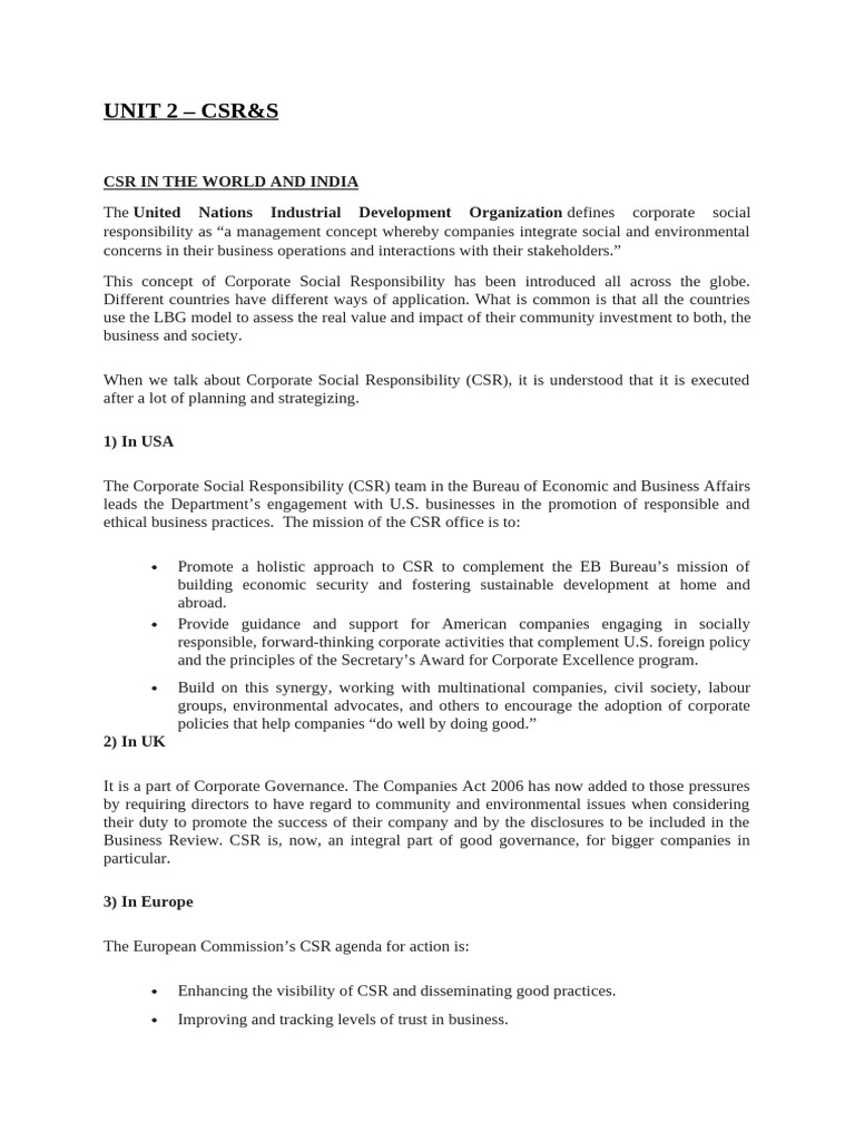 Unit 2 - Material CSR&S | PDF