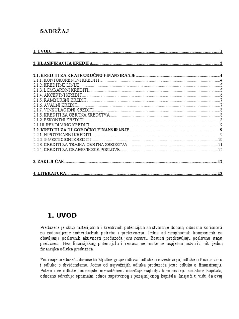 Vrste Kredita | PDF