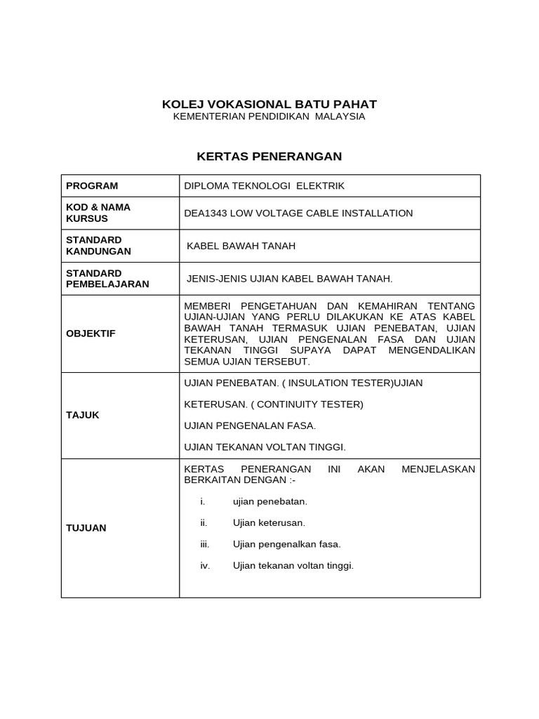 Nota-Ujian Rintangan Penebat | PDF