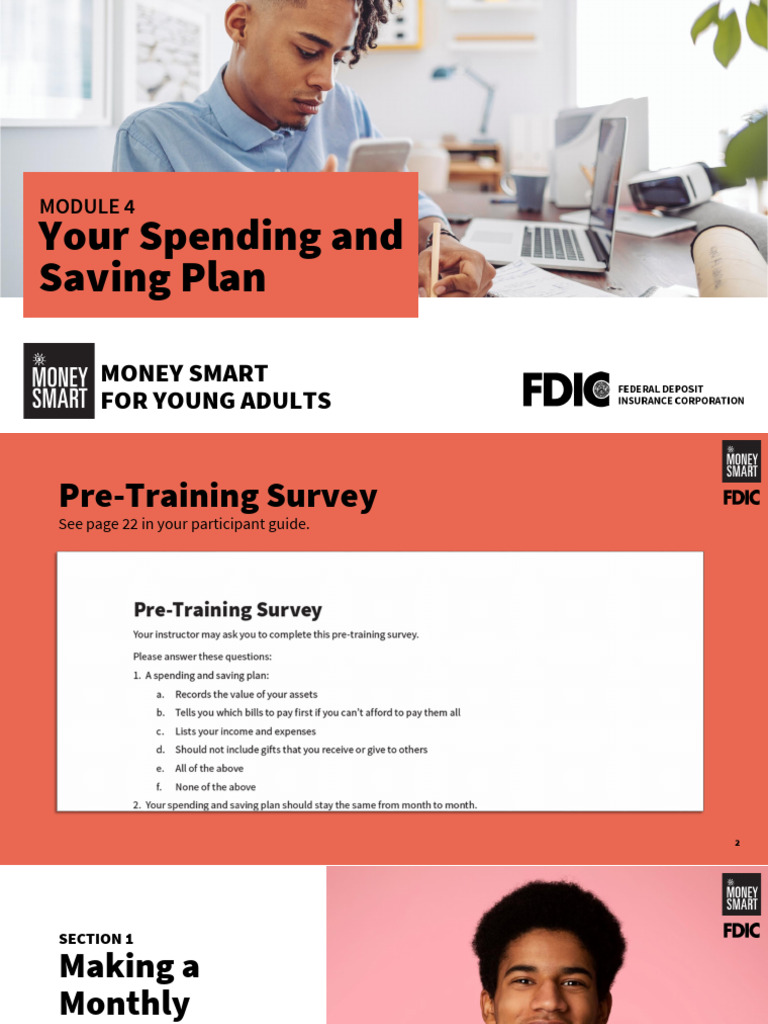 Money Smart For Young Adults - Spending and Savings Plan | PDF