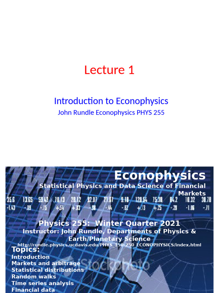 Lecture 1 Introduction To Econophysics | PDF