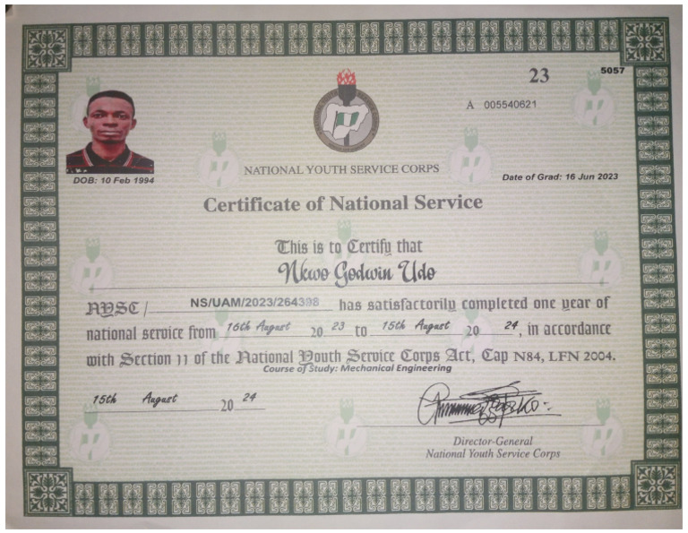 Cert of National Service | PDF