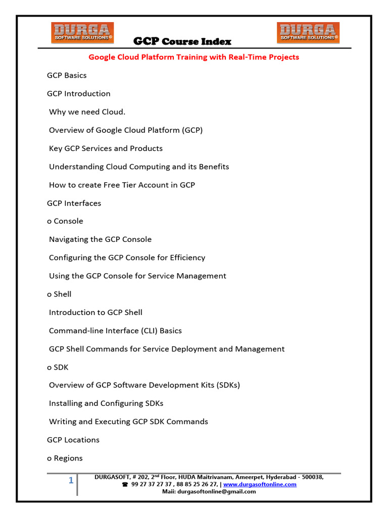 GCP Course Index | PDF