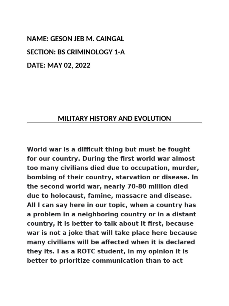 Rotc Reaction Paper | PDF