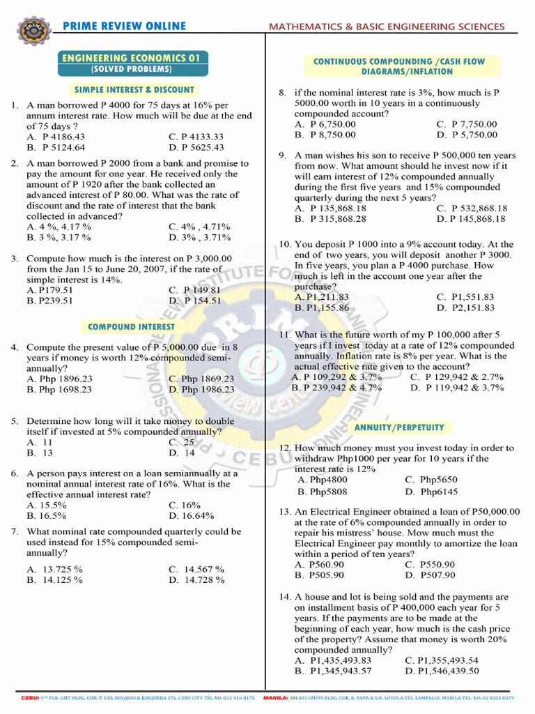 Engineering_Economics_01_Solved_Problems | PDF Engineering_Economics_01_Solved_Problems | PDF