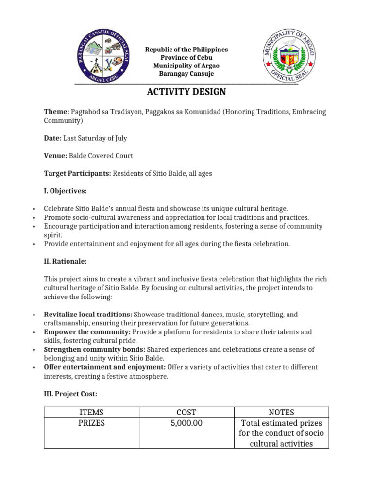 Activity Design-Pepito | PDF