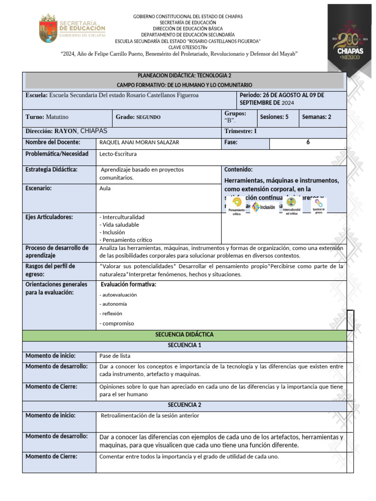 Planeacion didactica tecnologia 2 | PDF