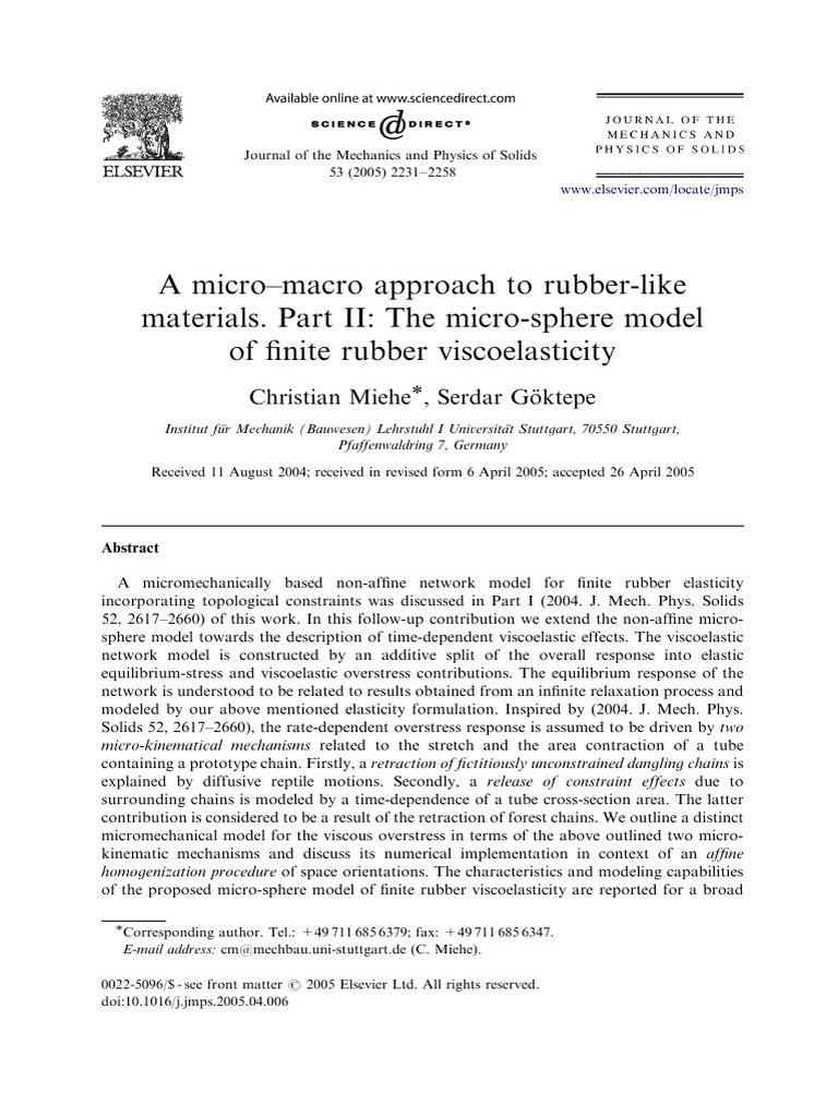 A Micro-Macro Approach To Rubber-Like Materials. Part II | PDF