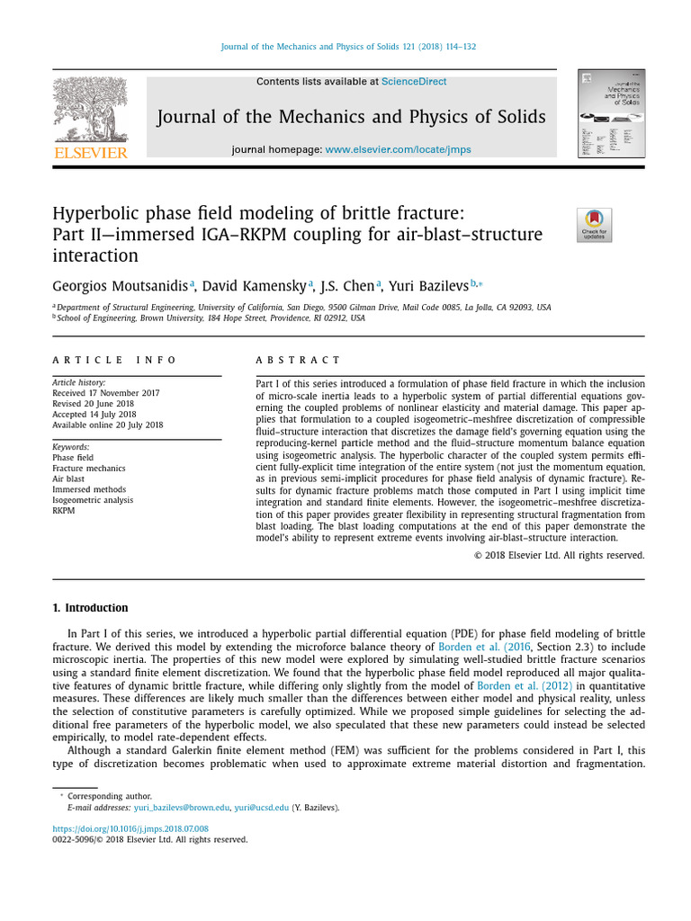 Hyperbolic Phase Field Modeling of Brittle Fracture Part II | PDF