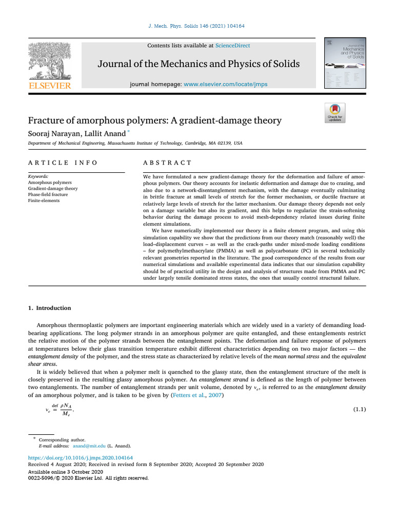 Fracture of amorphous polymers A gradient-damage theory | PDF