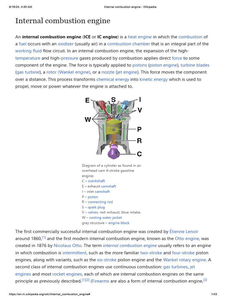Internal combustion engine - Wikipedia | PDF