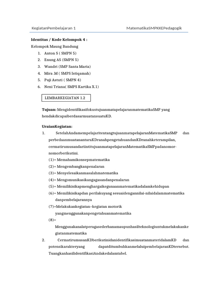 E Pedagogik - KP 1 - LK 1.2 Kel 4 | PDF