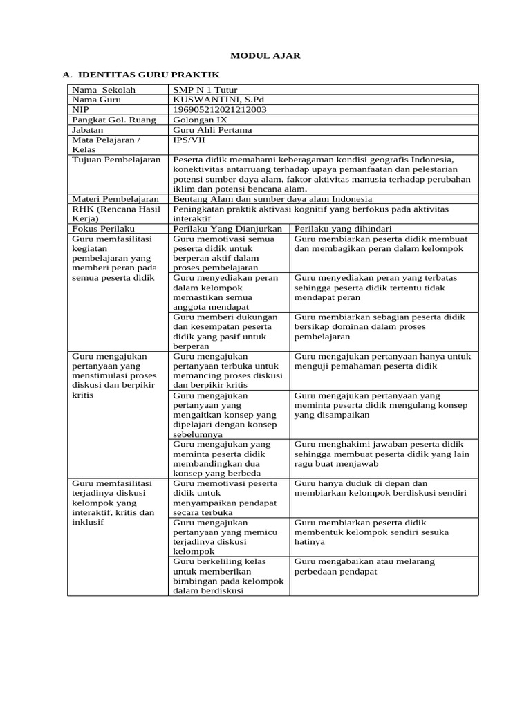 Modul Ajar Kuswantini Pdf