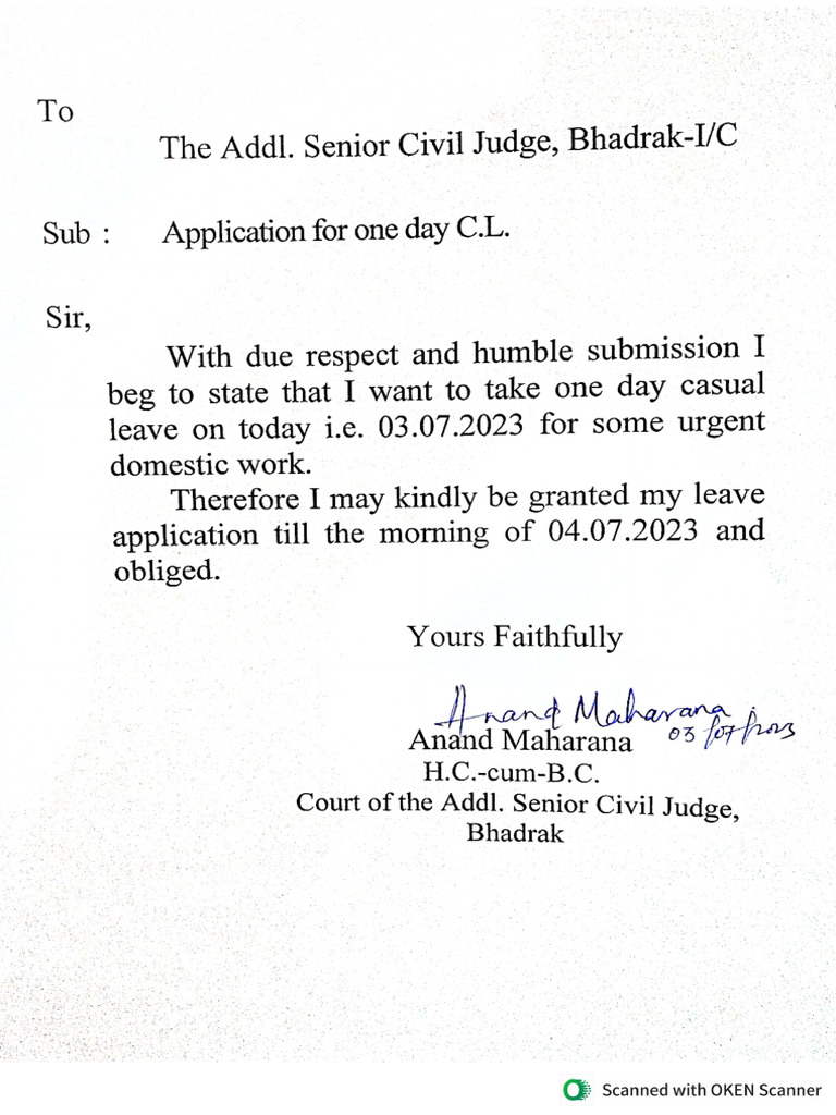 CL Leave Application | PDF